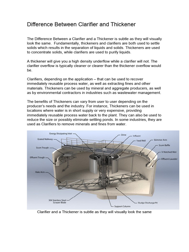 Difference Between Clarifier and Thickener | PDF | Surface Runoff | Storm Drain