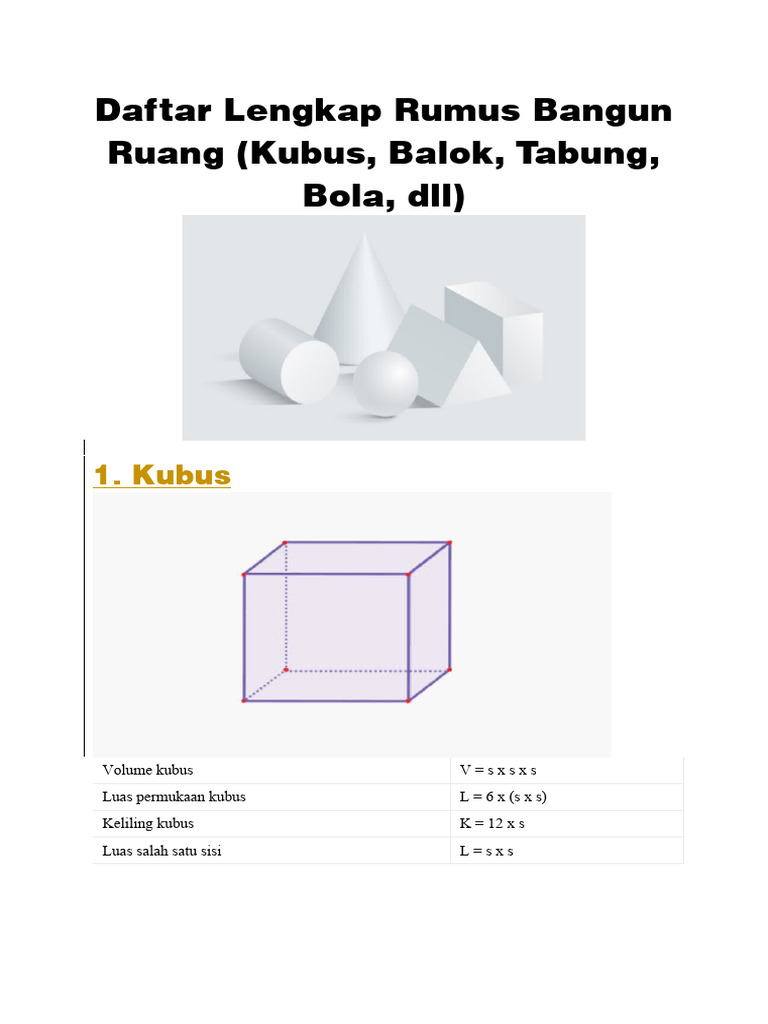 Daftar Lengkap Rumus Bangun Ruang | PDF | Ilmu Sosial