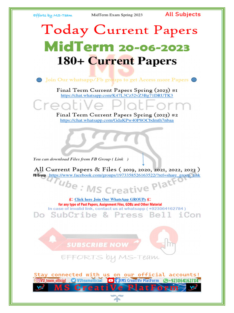 Current Papers Midterm Spring 2023 Mega File by MS Rehman | PDF | Chromosome | Gene