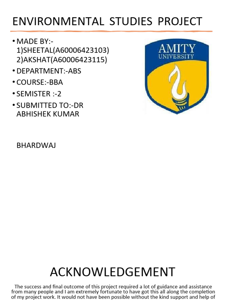 Environmental Studies Project | PDF | Air Pollution | Atmosphere Of Earth
