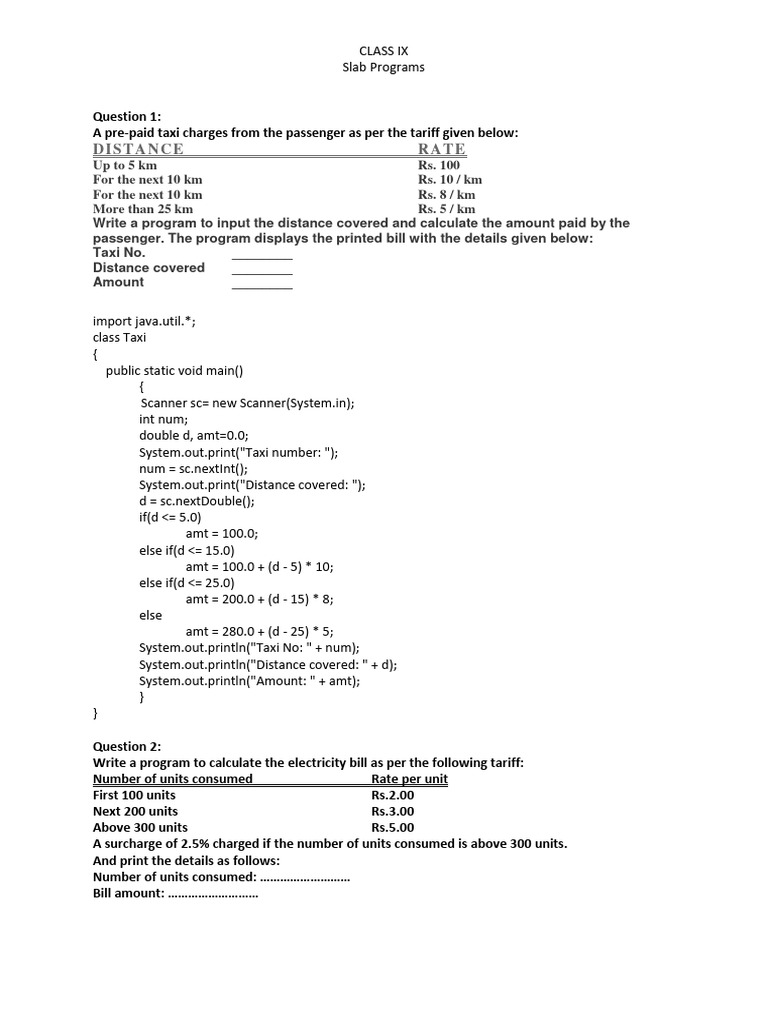 Slab If Else Programs | PDF