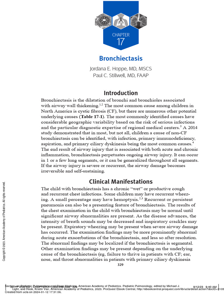 Pediatric - Pulmonology - Bronchiectasis | PDF | Medical Specialties ...