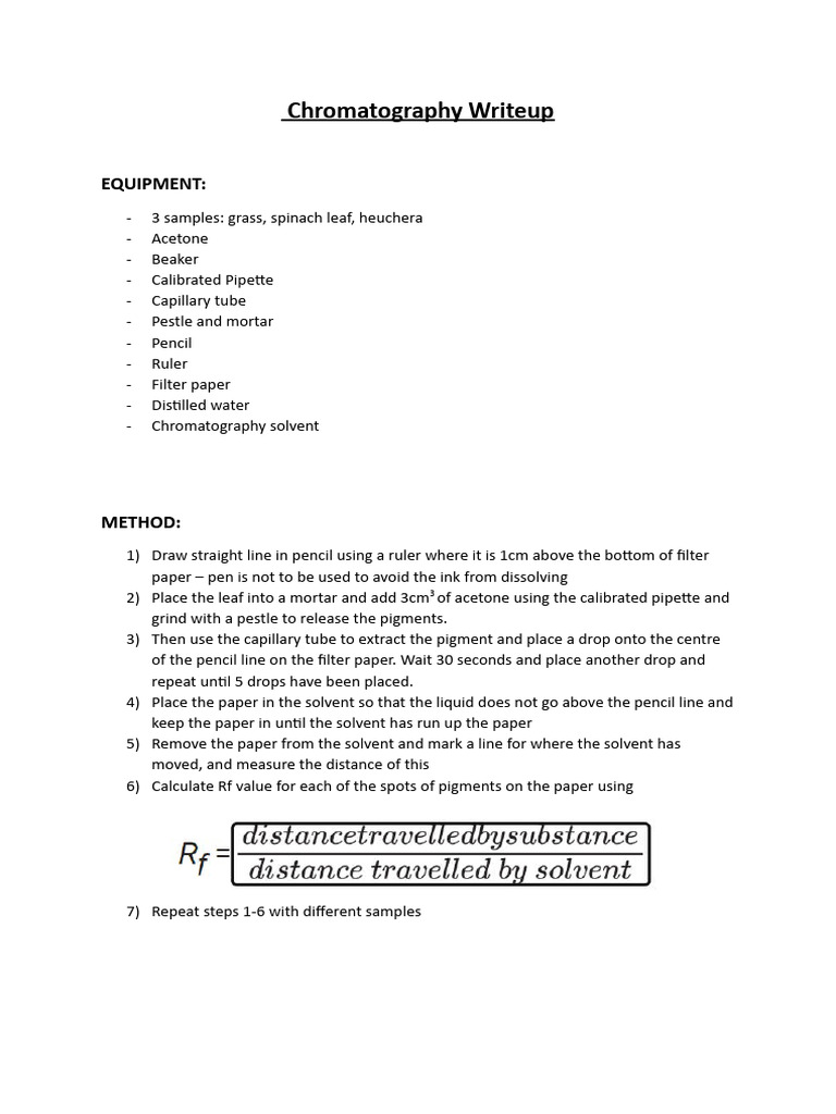 Plant Pigment Separation by Chromatography | PDF | Solvent | Chromatography