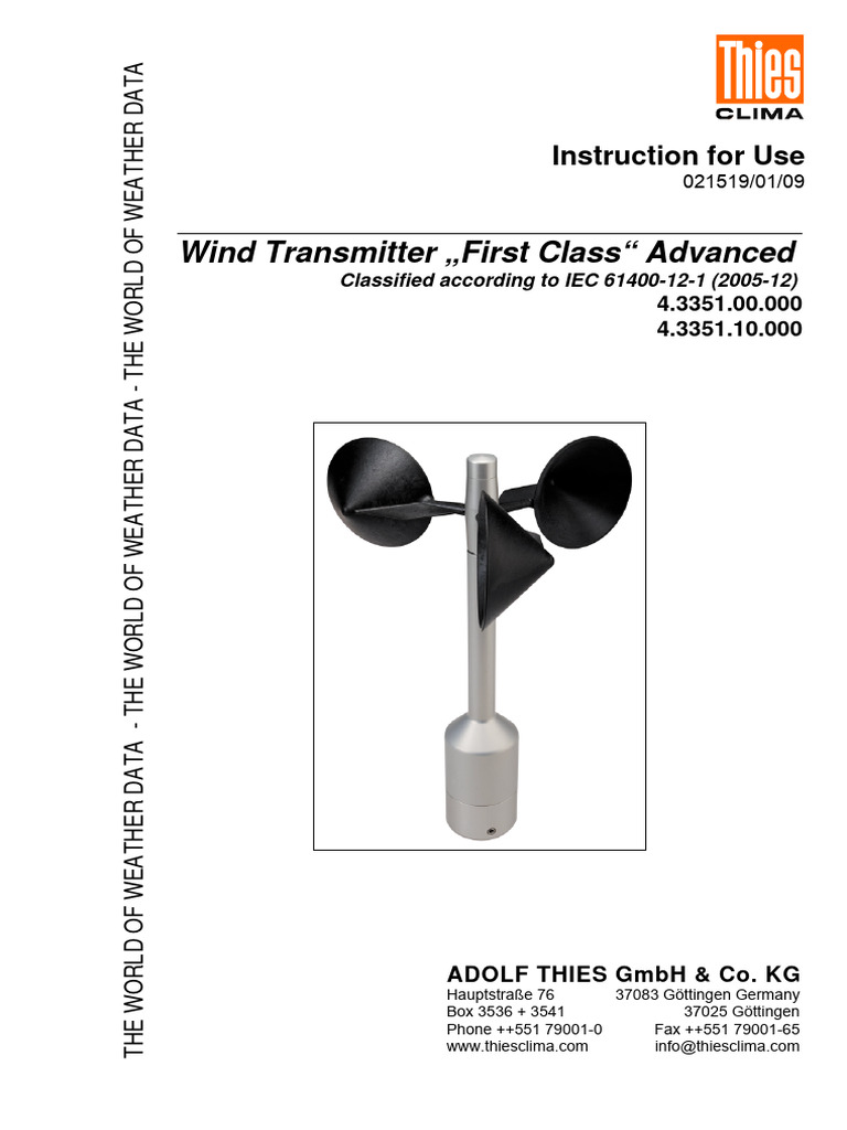 Thies First Class Wind Transmitter Guide | PDF | Electrical Connector ...