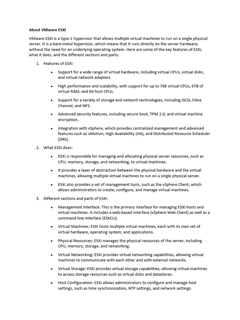 About VMware ESXi | Download Free PDF | Computer Hardware | Operating System Technology