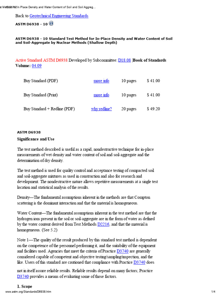 Astm D6938 10 Standard Test Method For In Place Density And Water