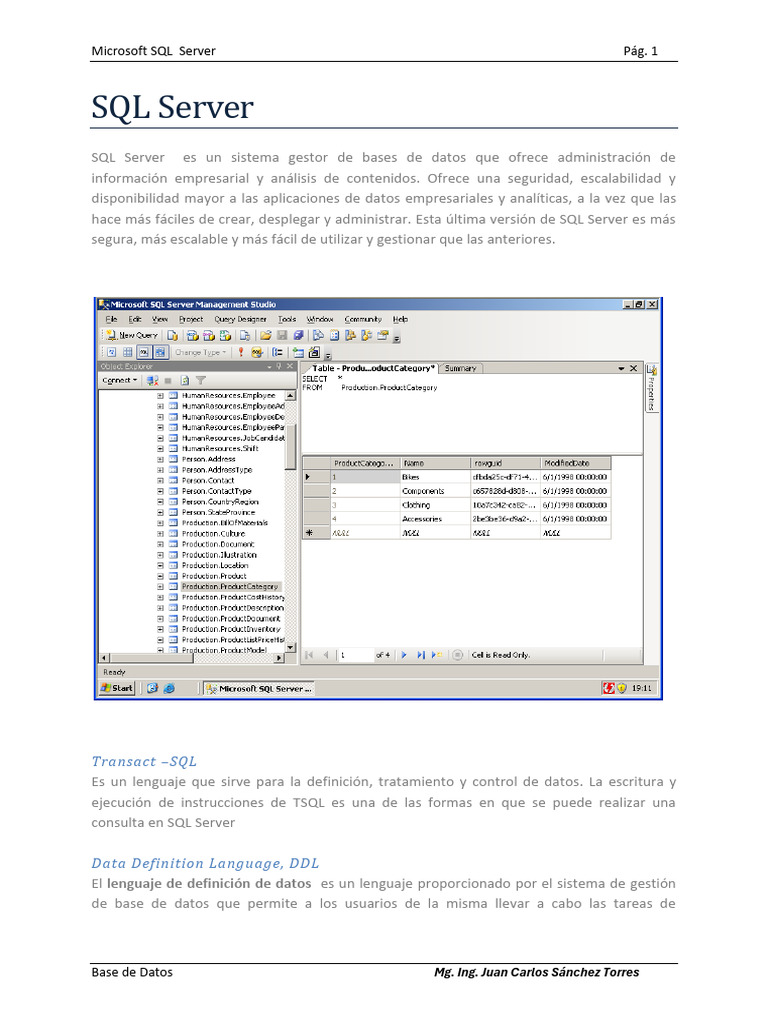 Base de Datos | Descargar gratis PDF | SQL | Servidor SQL de Microsoft