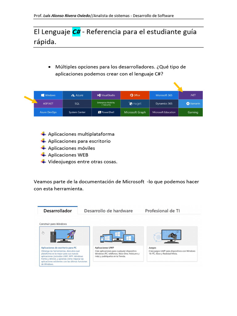 Referencia Rapida C# Guia Basica | PDF | .NET Framework | Software de la aplicacion
