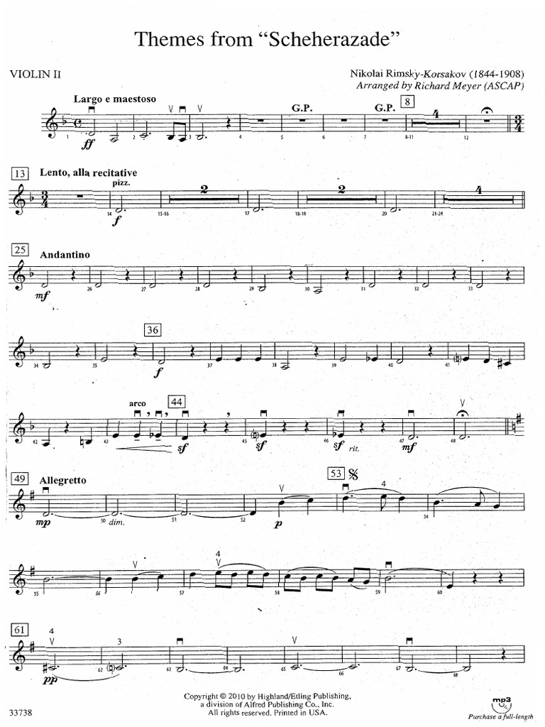 Themes From Scheherazade (Arr - Richard Meyer) - VLN - II | PDF