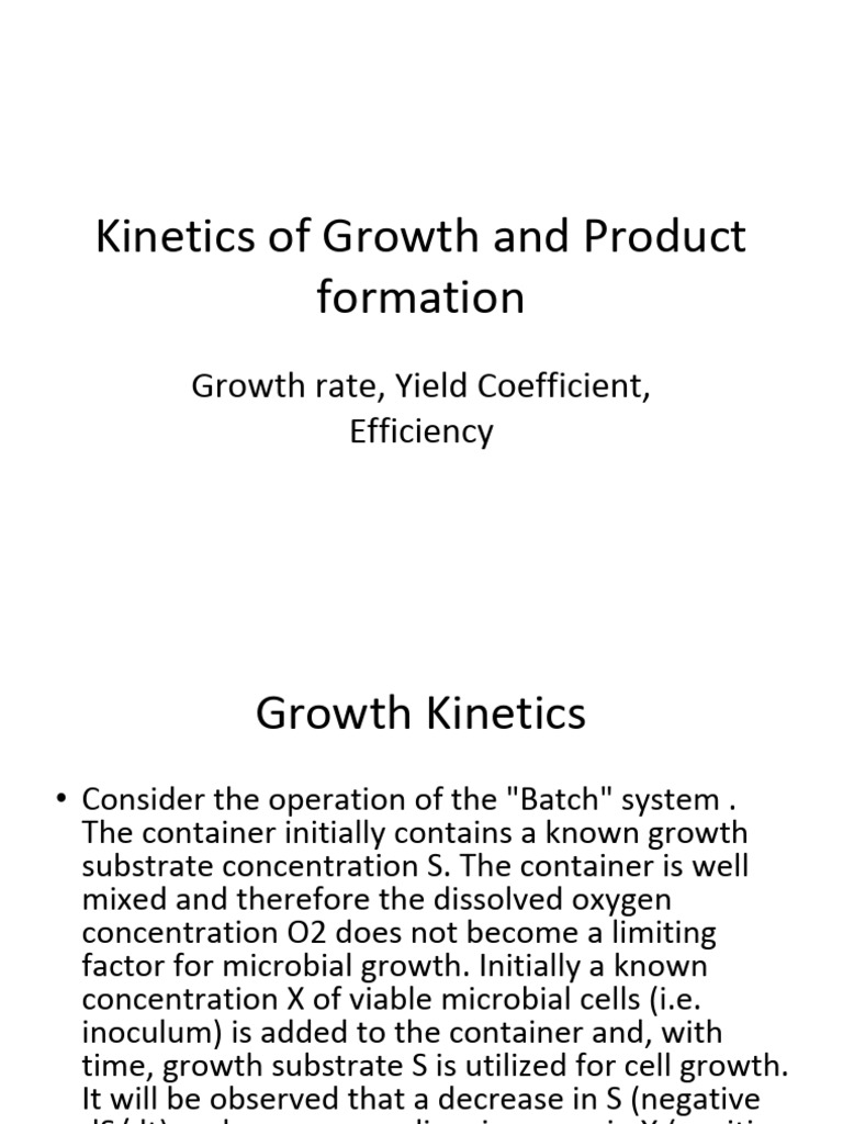 Kinetics of Growth and Product Formation | PDF | Enzyme Kinetics | Biology
