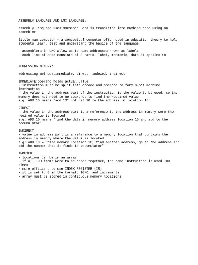 Assembly Language + Addressing Modes | PDF