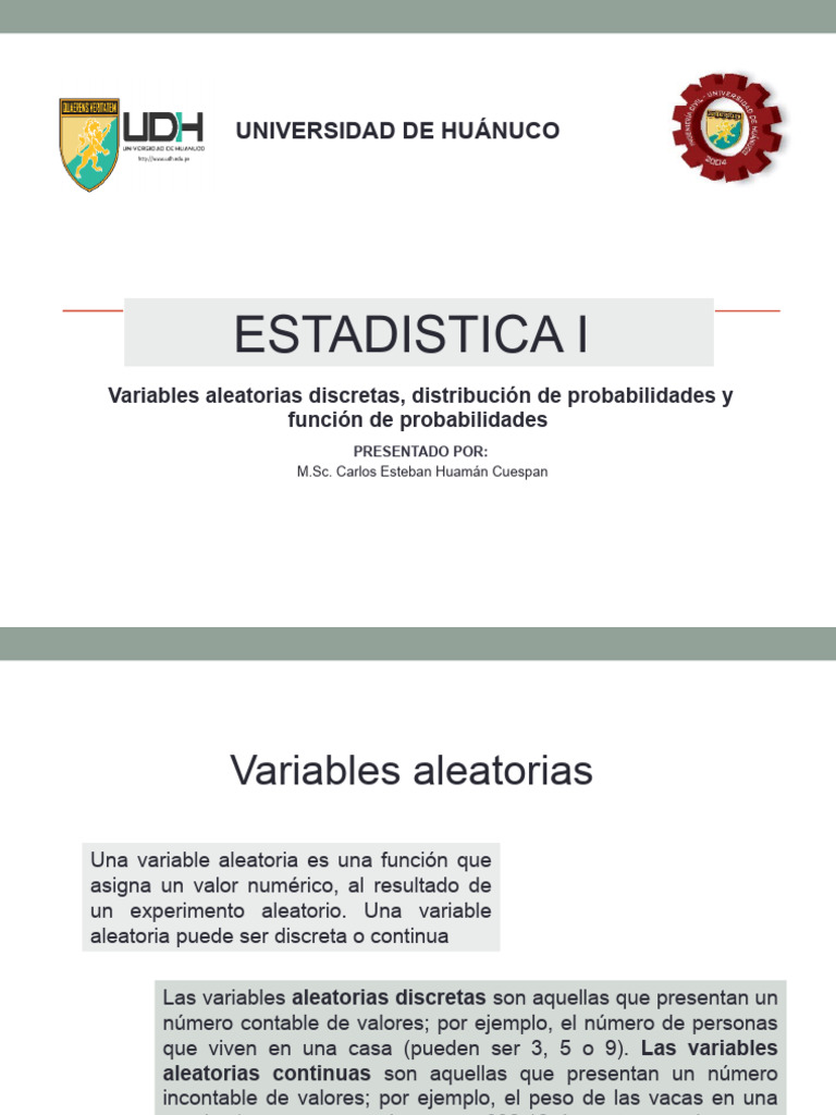 Variables Aleatorias | PDF | Teoría de probabilidad | Variable aleatoria