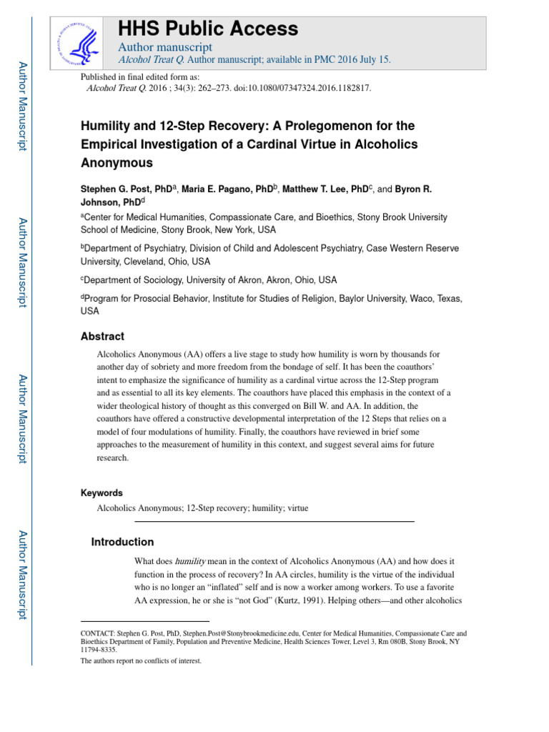 Humility and 12-Step Recovery | PDF | Alcoholics Anonymous | Humility