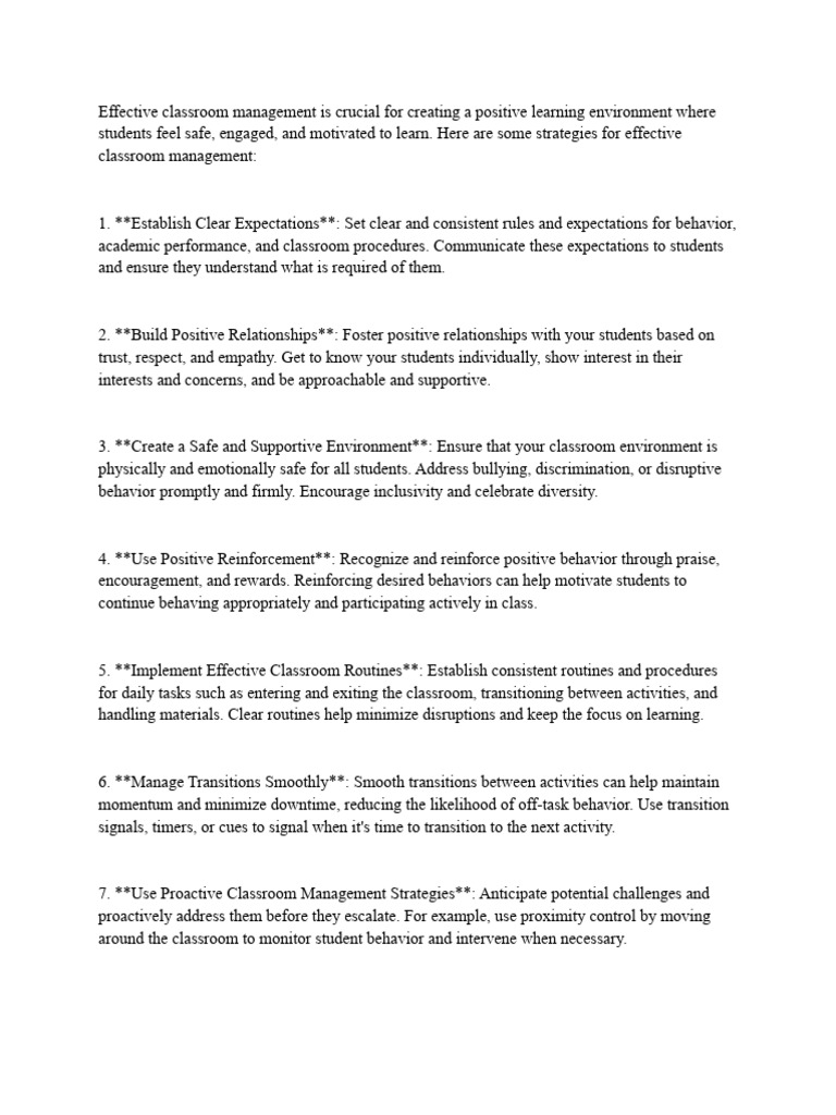 Effective Classroom Management | PDF | Classroom Management | Differentiated Instruction