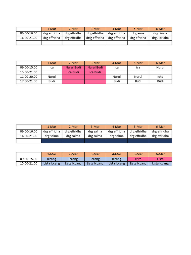 Jadwal BTL Mar24 | PDF | Home & Garden