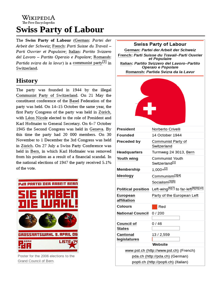 Swiss Party of Labour | Download Free PDF | Economic Ideologies | Anti ...