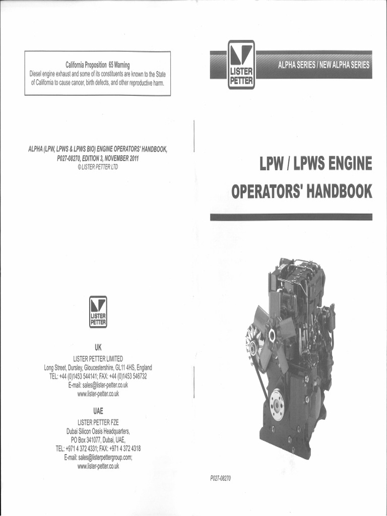 Lpw-lpws Engine Operator's Handbook | PDF