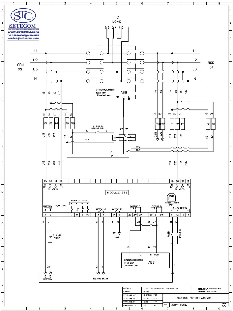 Diagrama Ats 1250 Amp | PDF