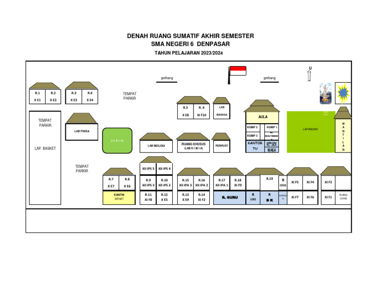 DENAH RUANG SAS - SMAN 6 Dps. 2024 | PDF