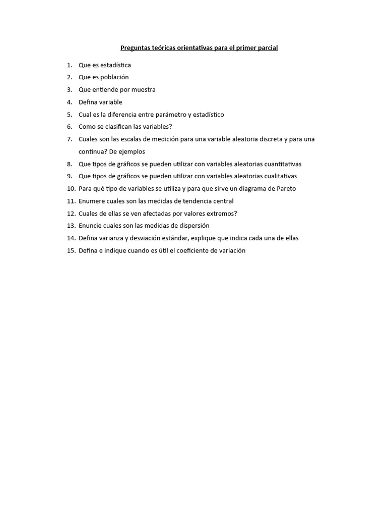 Preguntas para El Primer Parcial | PDF