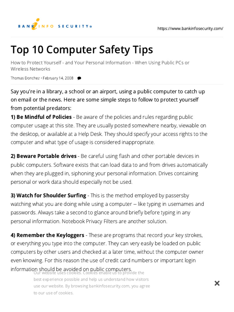 Top 10 Computer Safety Tips - BankInfoSecurity | PDF | Http Cookie ...