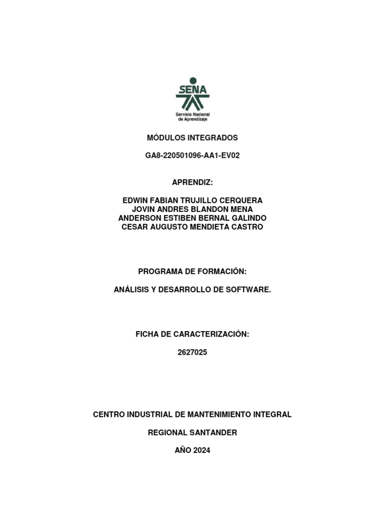 Módulos Integrados Ga8 220501096 Aa1 Ev02 | PDF | Software | Ingeniería de software