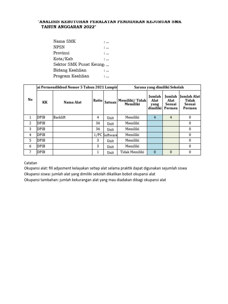 Contoh Format Analisis Kebutuhan Peralatan | PDF | Komputer Contoh Format Analisis Kebutuhan Peralatan | PDF | Komputer