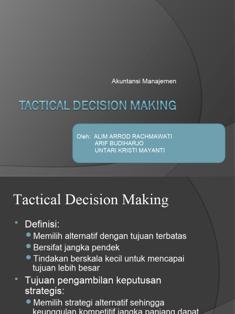 Bab. 12-Tactical Decision Making | PDF