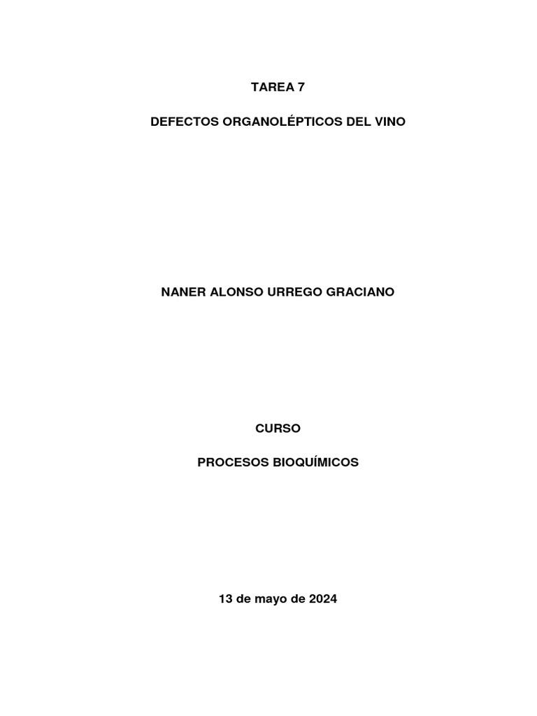 Defectos Organolépticos del Vino | PDF | Vino | Fermentación