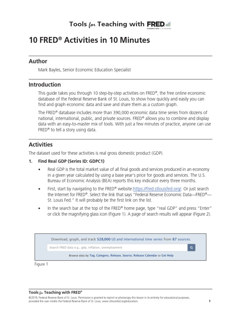 10 FRED Activities in 10 Minutes | PDF | Gross Domestic Product | Computing