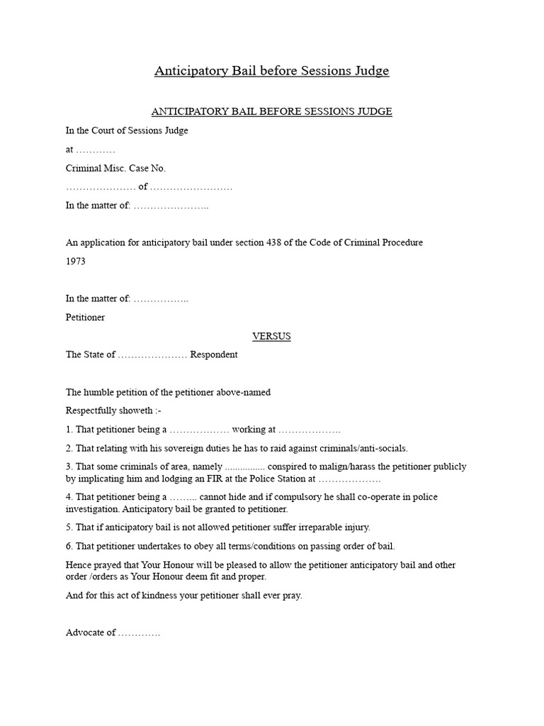 Anticipatory Bail Before Sessions Judge | PDF