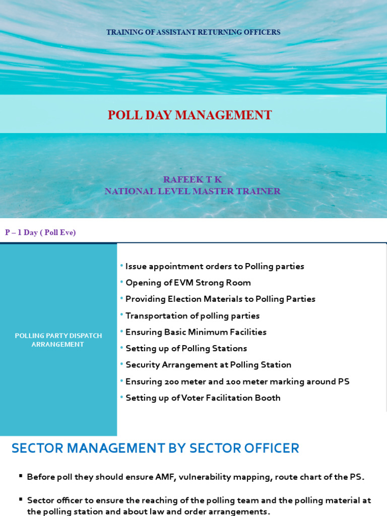 Poll Day Managment | PDF | Voting | Political Corruption