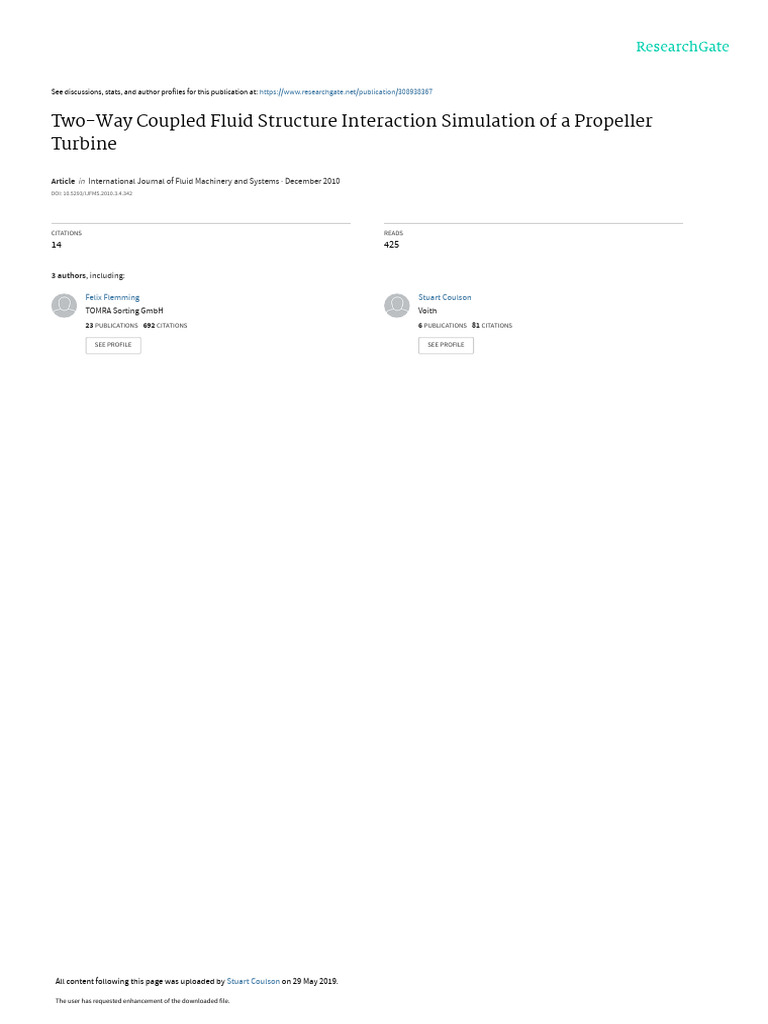 Two-Way Coupled Fluid Structure Interaction Simula | PDF | Computational Fluid Dynamics | Turbine