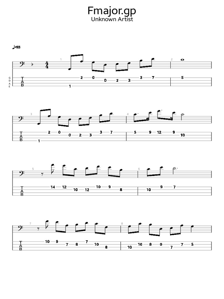 Fmajor Scale Bass Practice | PDF
