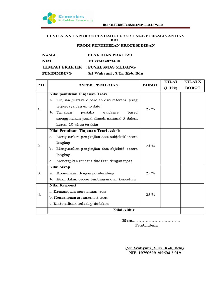 Lembar Penilaian Persalinan Dan BBL | PDF