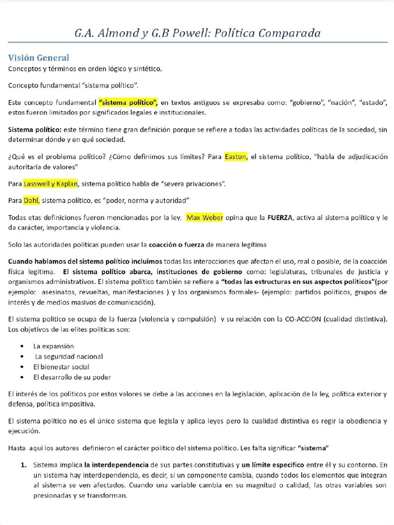 Política Comparada - Almond y Powell (Resumen) | PDF
