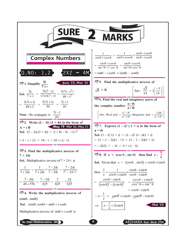 Maths Iia Gunshot Ts PDF Final 15 2 2021 | PDF | Complex Number | Mathematical Analysis