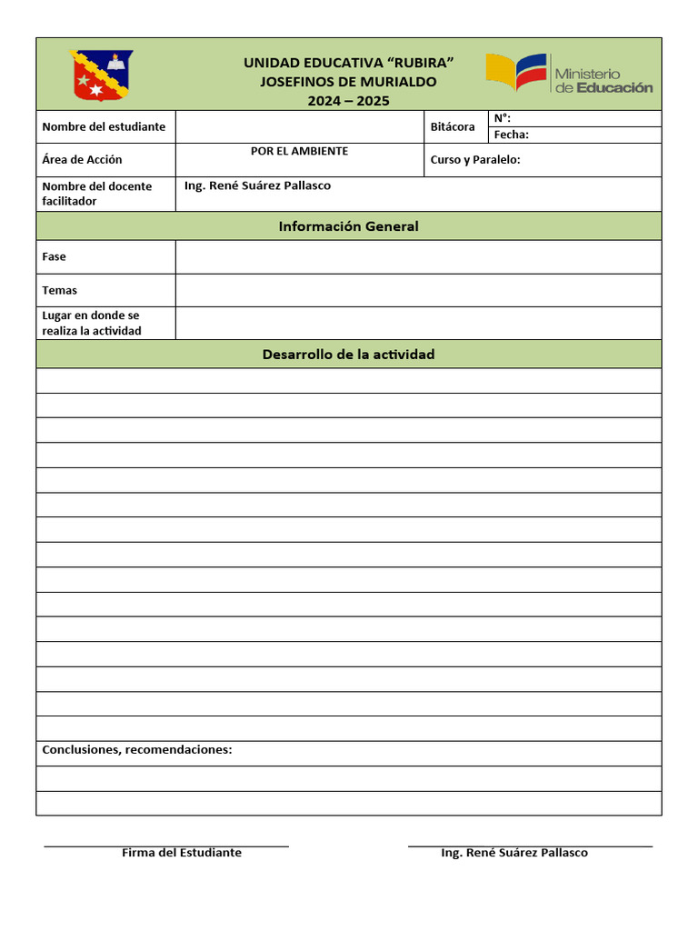 Formato de Bitácora 2024-2025 | PDF