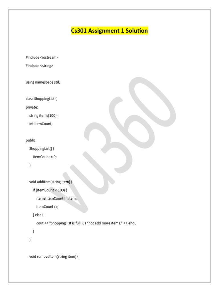 Cs301 Assignment 1 Solution Vu360 | PDF | Computer Programming | Software Engineering