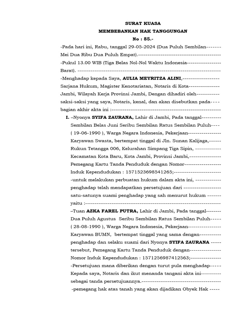 Contoh SKMHT Notaril | PDF