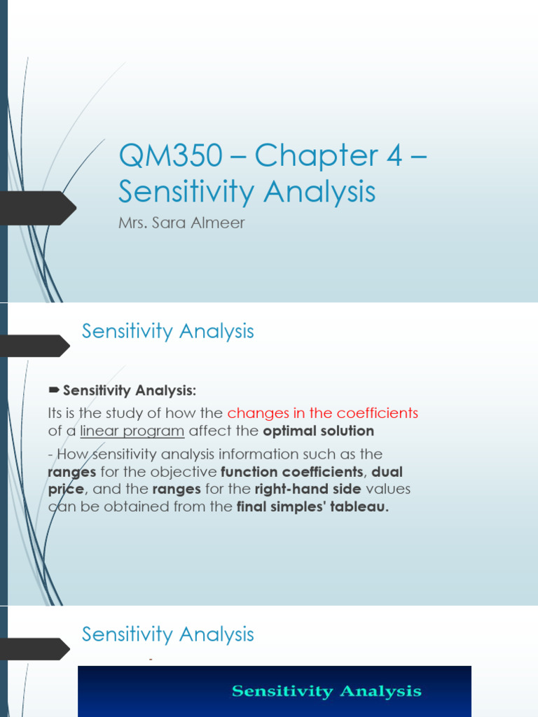 Sensitivity Analysis in Linear Programming | PDF | Teaching Methods ...