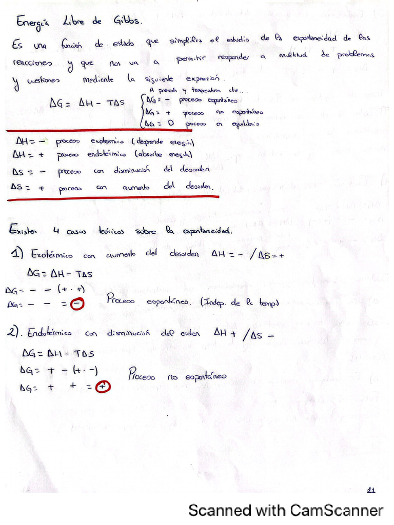 Energía Libre de Gibbs con ejemplos | PDF