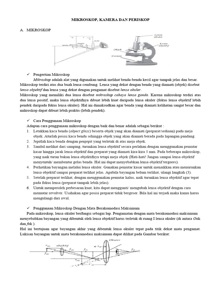 Bahan Ajar Mikroskop & Kamera | PDF