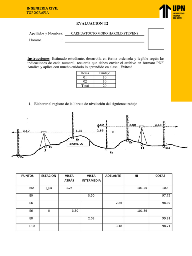 T2 - Topo - Carhuatocto Moro 2023-2 | PDF | Ciencias de la Tierra