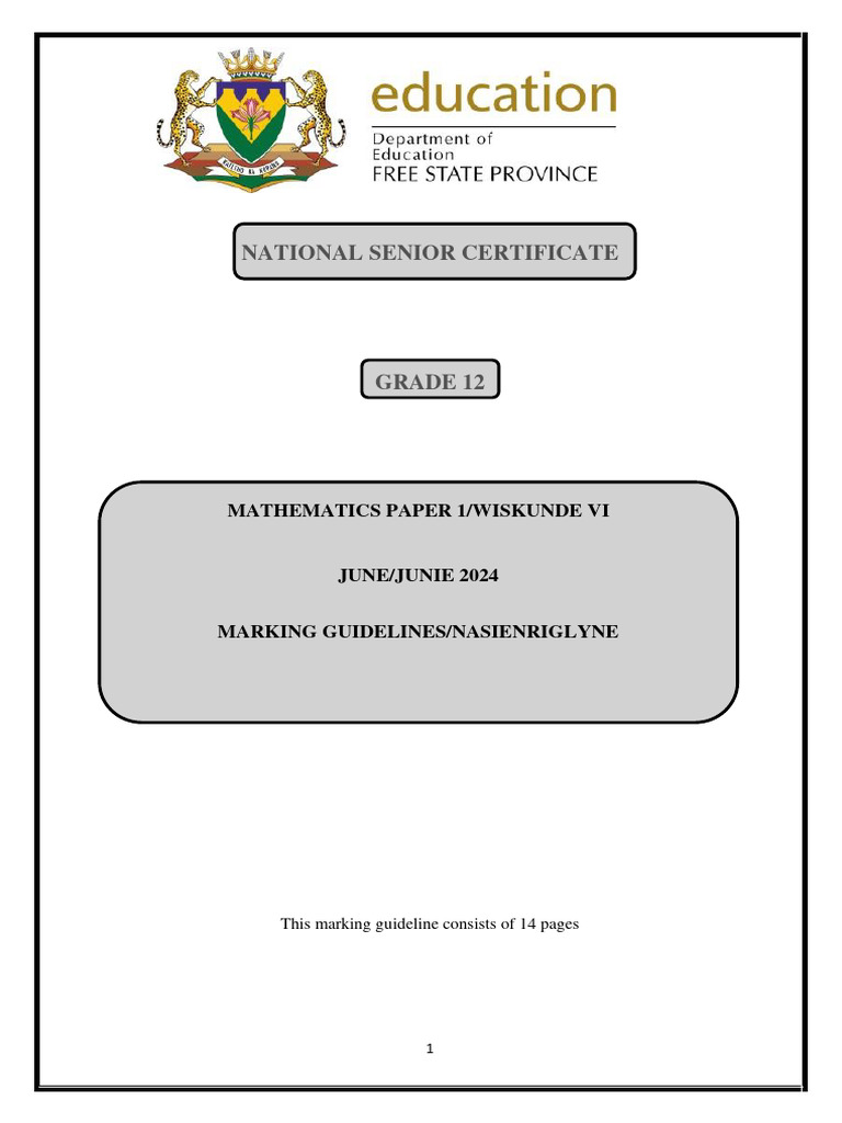 GR 12 MATHS JUNE P1 Marking Guideline | PDF | Mathematical Relations ... GR 12 MATHS JUNE P1 Marking Guideline | PDF | Mathematical Relations ...