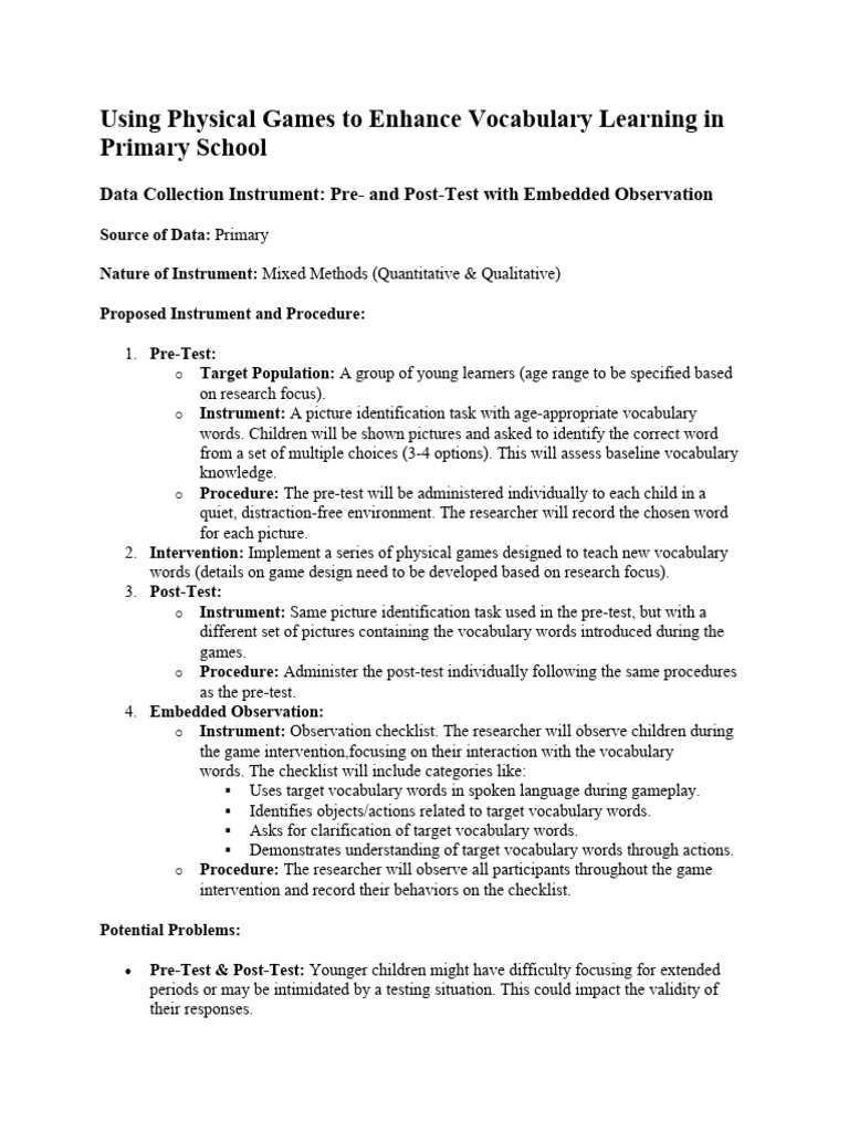 Using Physical Games To Enhance Vocabulary Learning in Primary School ...