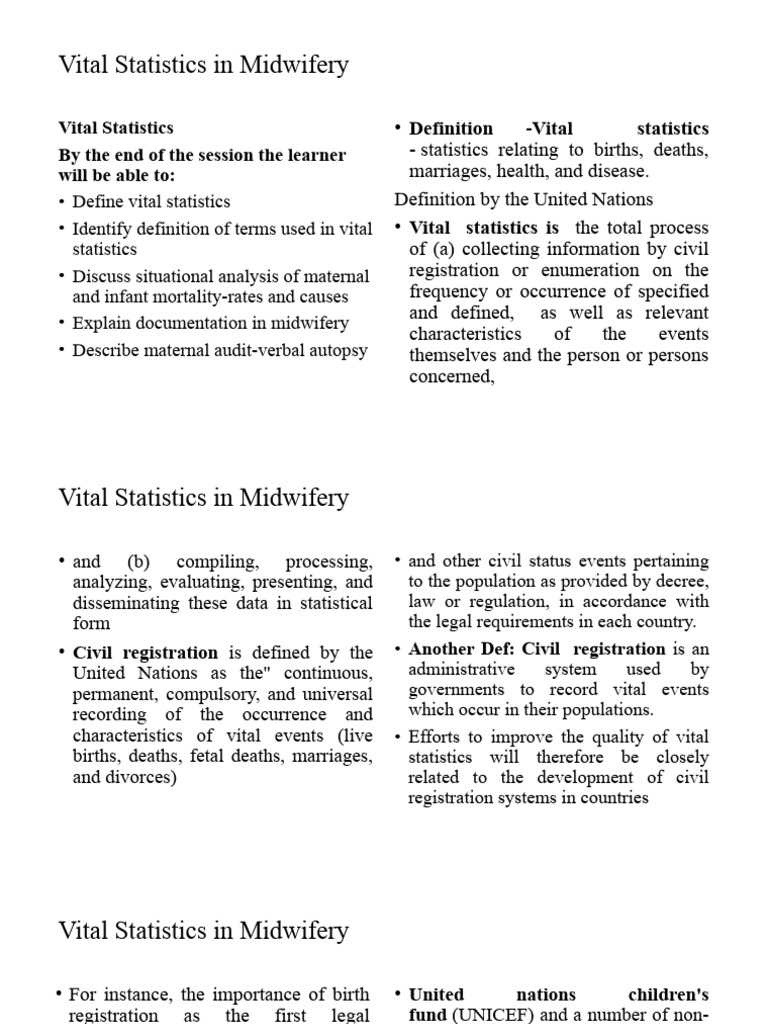 Vital Statistics in Midwifery Overview | PDF | Maternal Death | Infant ...