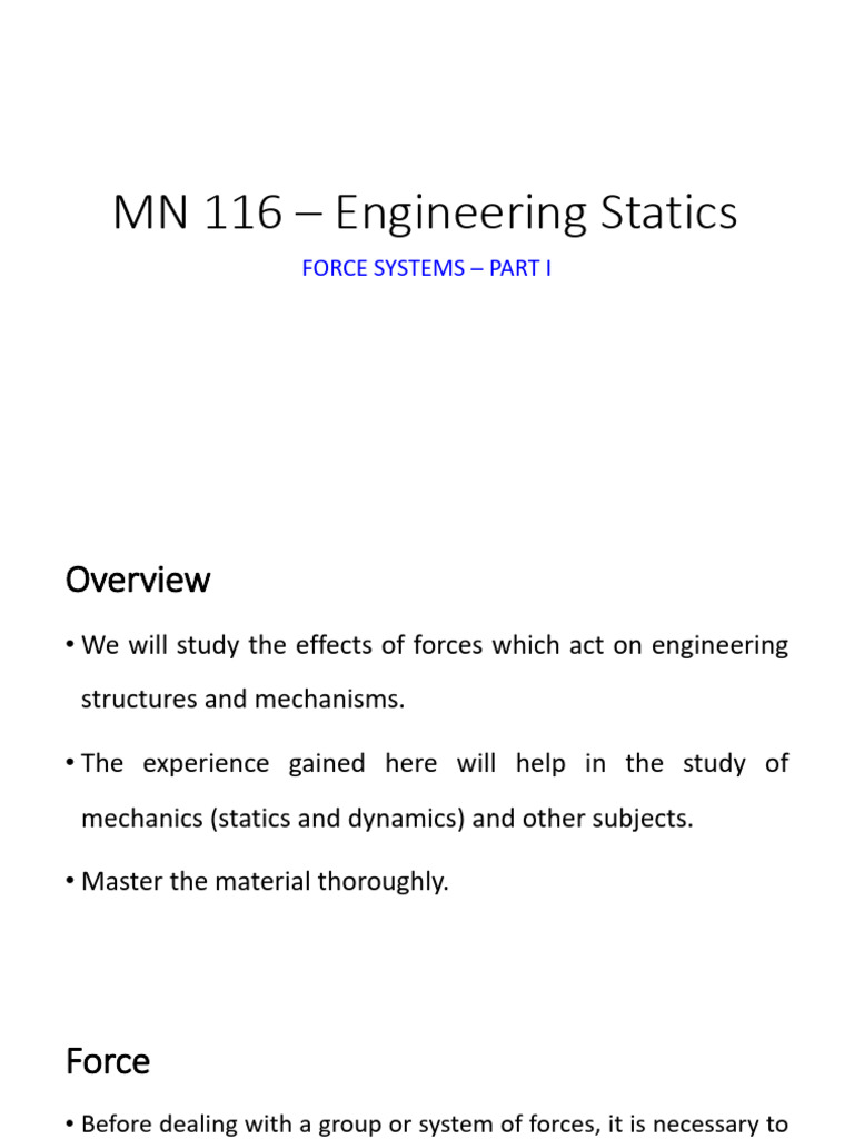 LN003 MN116 Force Systems PART I | PDF | Euclidean Vector | Force