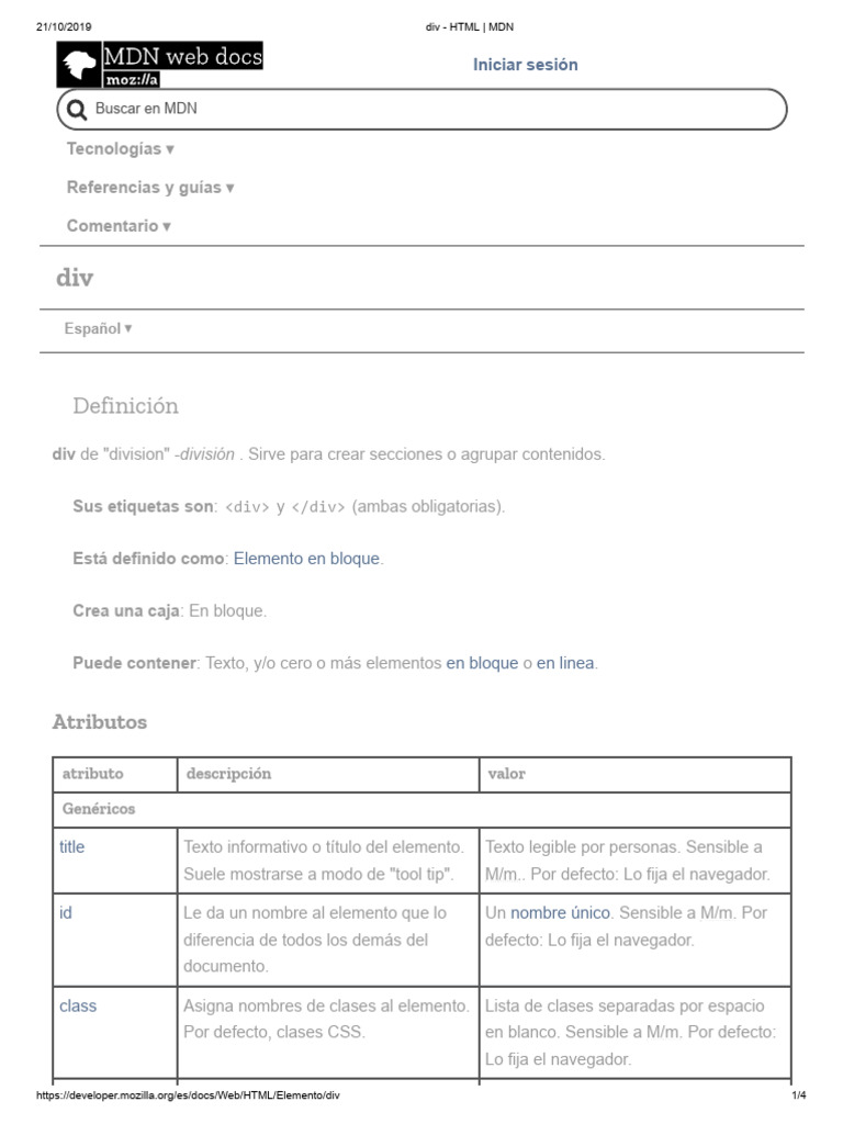 Div - HTML - MDN | PDF | HTML | Informática