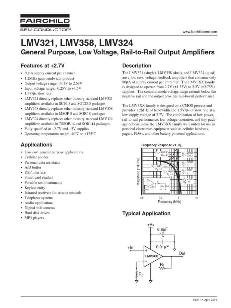 LMV321/LMV358/LMV324 Amplifier Overview | PDF | Amplifier ...